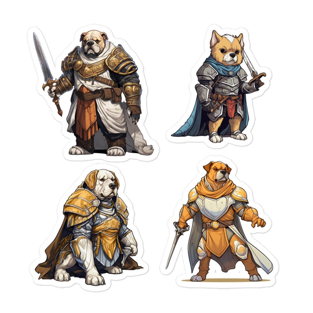 Dnd Doggy Paladin Sticker 4-pack Cute Stickers D&D Stickers Dog ...