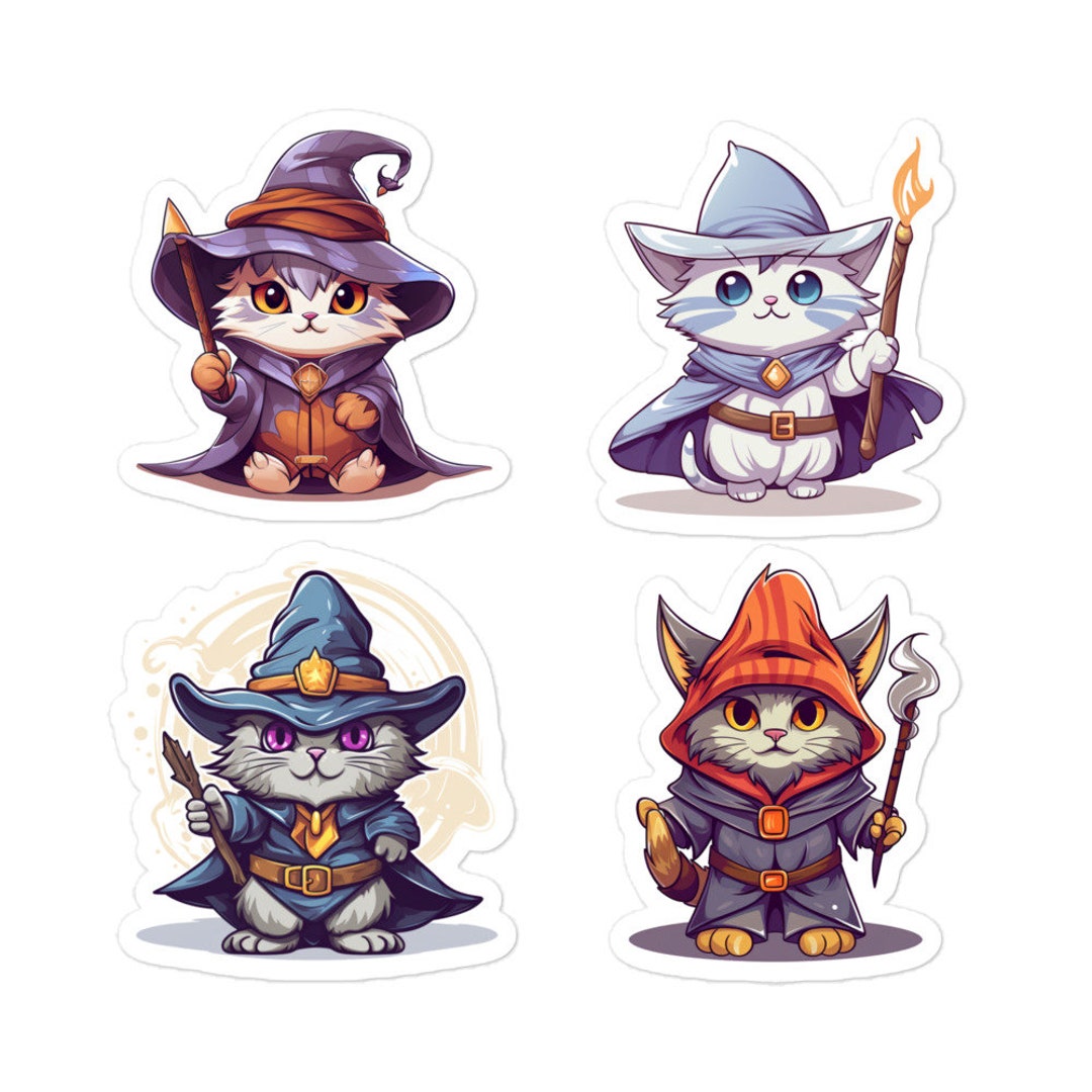 Dnd Kitty Wizard Stickers - Etsy