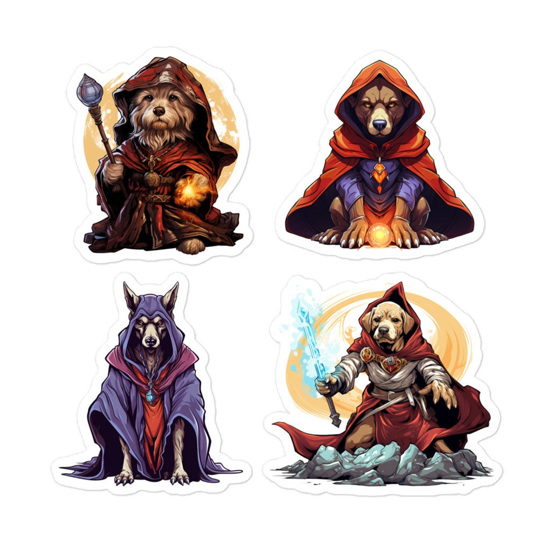 Dnd Doggy Warlock Sticker 4-pack Cute Stickers D&D - Etsy