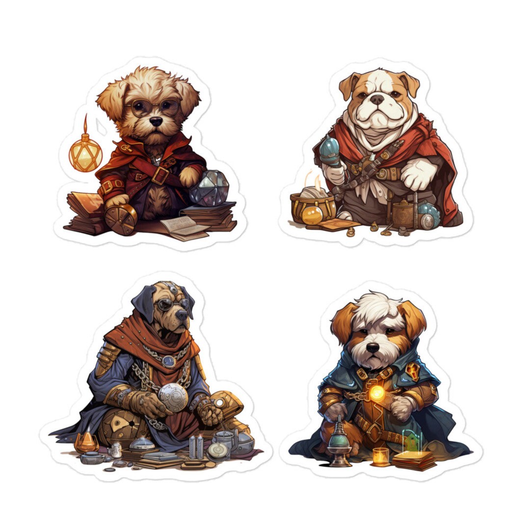 Dnd Doggy Artificer Sticker 4-pack Cute Stickers D&D Stickers Dog ...