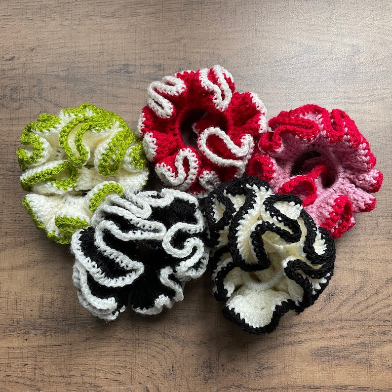 Jumbo Two Colour Handmade Crochet Scrunchie - Etsy