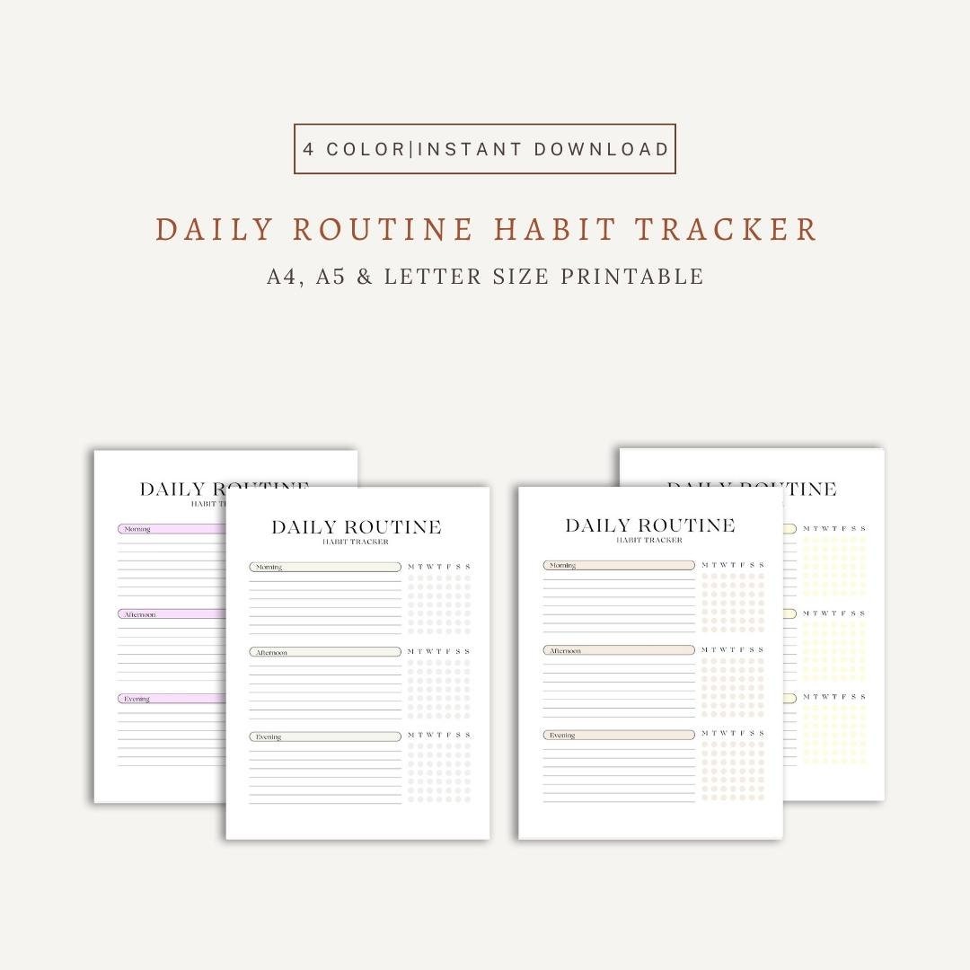 Daily Habit Tracker Printable,habit Tracker Template,routine Tracker ...