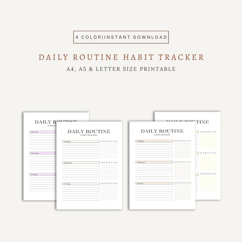 Daily Habit Tracker Printable,habit Tracker Template,routine Tracker ...