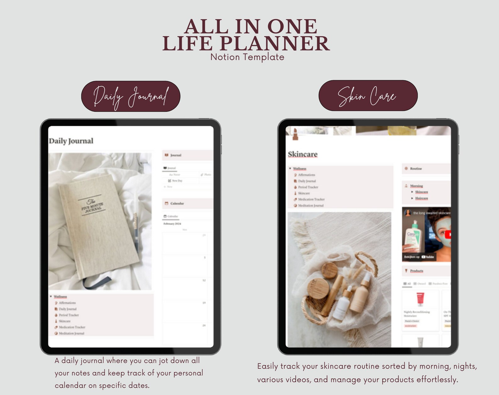 All in One Notion Template Notion Dashboard Notion Personal Life Planner Notion Organize ...