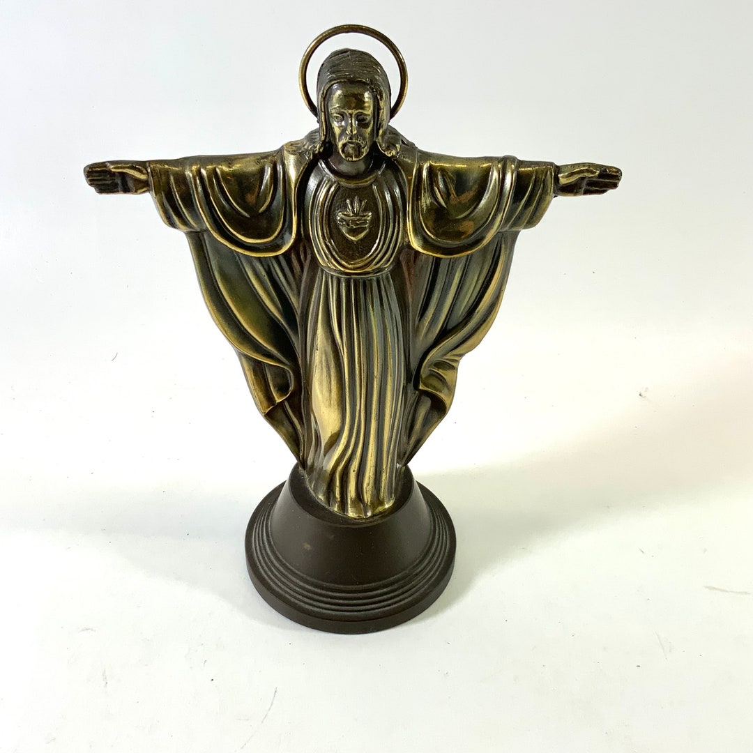 Heavy Bronze Christ Statue and Eucharist Booklet NL Jesus Christ Image ...
