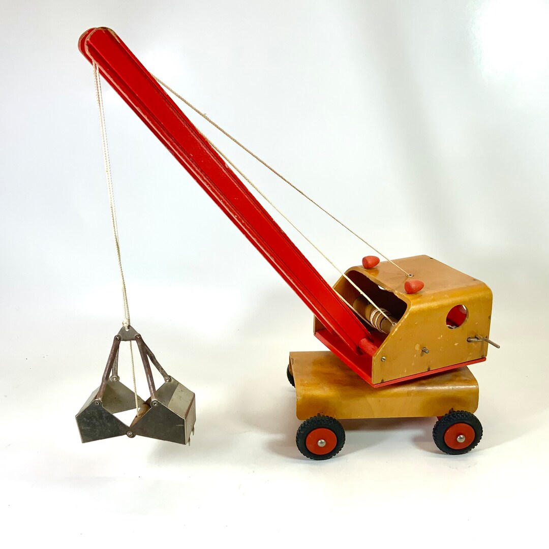 1960 Wooden Crane With Rubber Tires | in the Style of Friedrich Fröbel ...