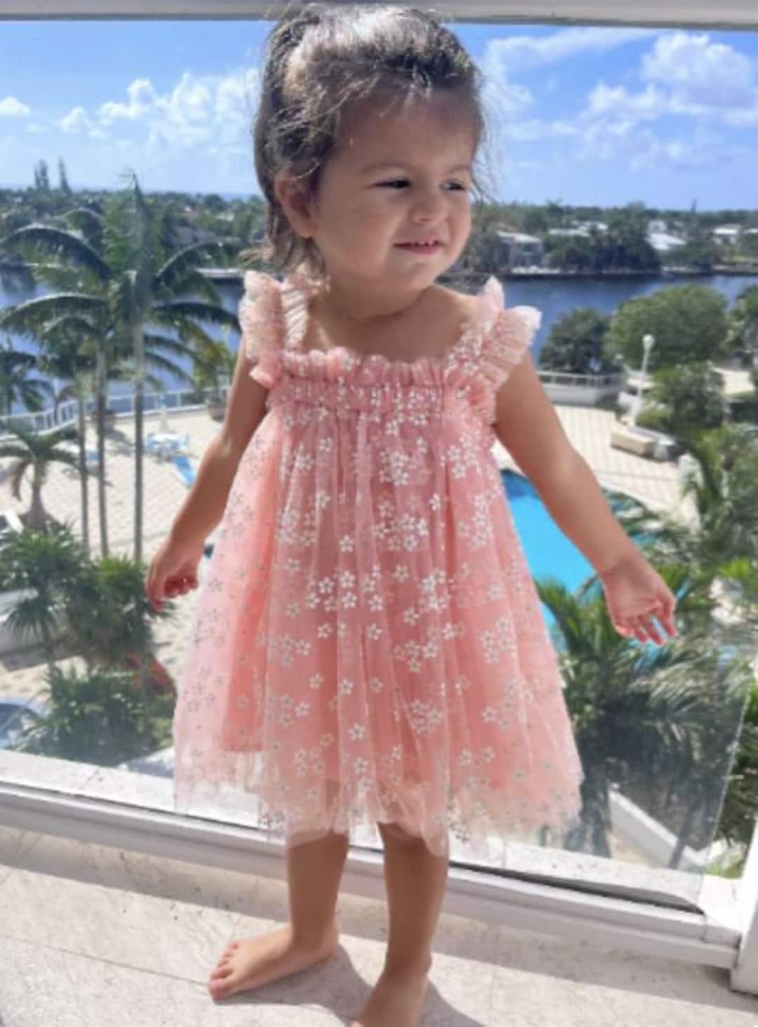 3M 6Y Pink Daisy Dress, Small Flower Dress, Pink Dress, Birthday Dress ...