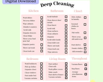 Deep Cleaning Checklist, Instant Download, Daily Checklist ...