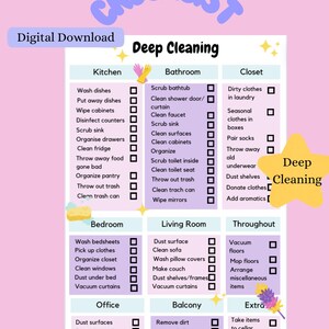 Deep Cleaning Checklist - Etsy UK