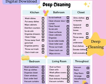 Deep Cleaning Checklist, Instant Download, Daily Checklist ...