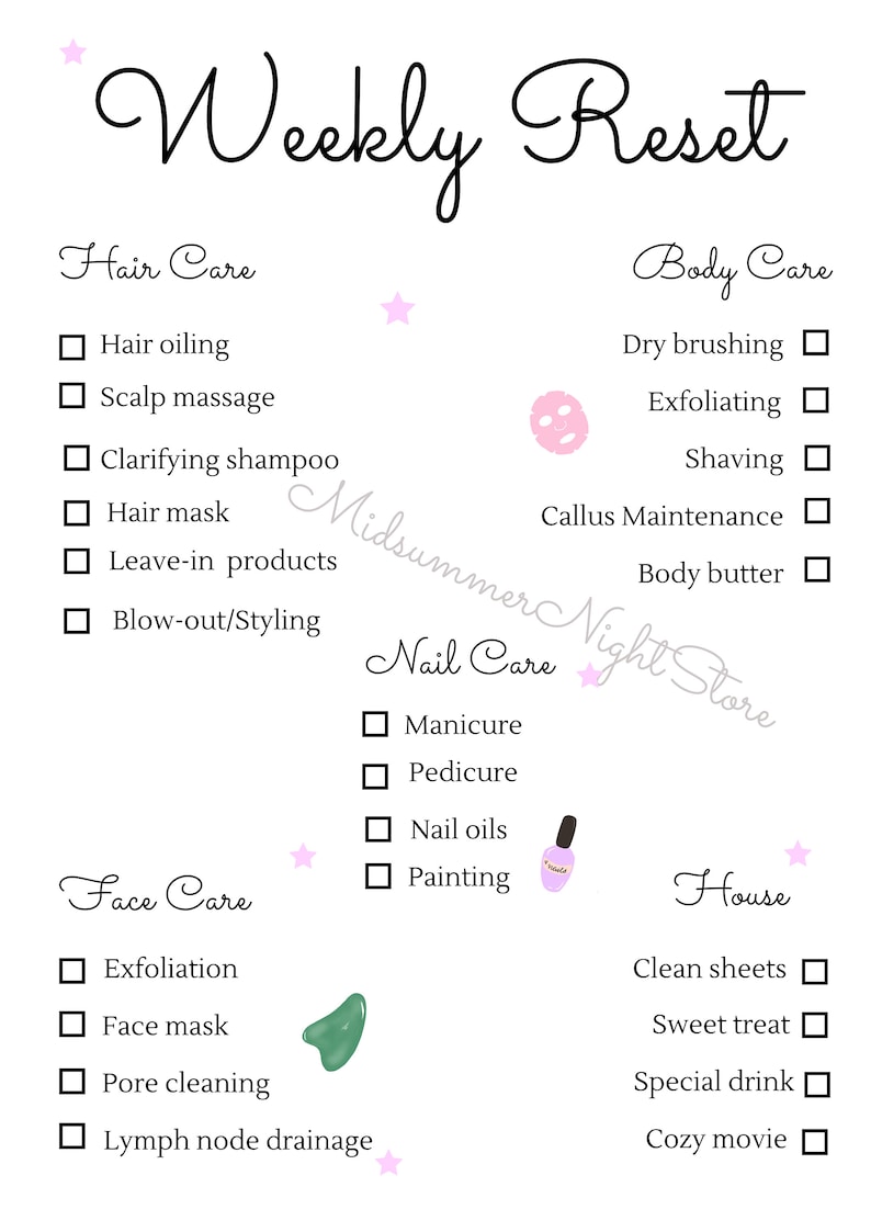 Weekly Reset Checklist for the Girls - Etsy UK