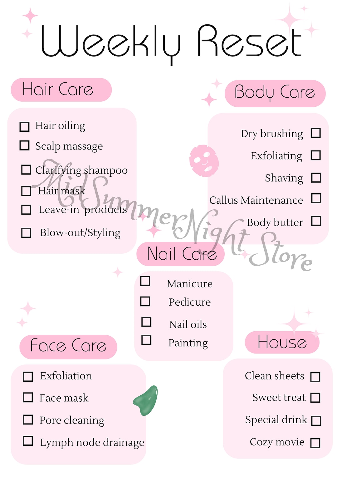 Weekly Reset Checklist for the Girls - Etsy UK