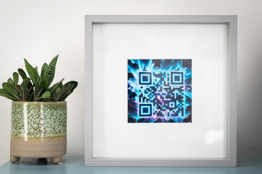 Personalised Spaceship QR Code Art (print) | Link to Wifi , Web or ...