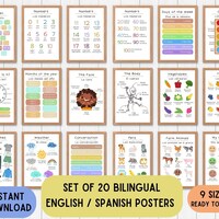 12 Bilingual Spanish Educational Posters, Learn Spanish, Spanish ...