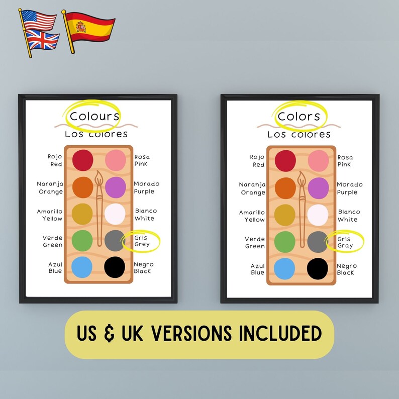 8 Bilingual Spanish Educational Posters, English Spanish Homeschooling ...