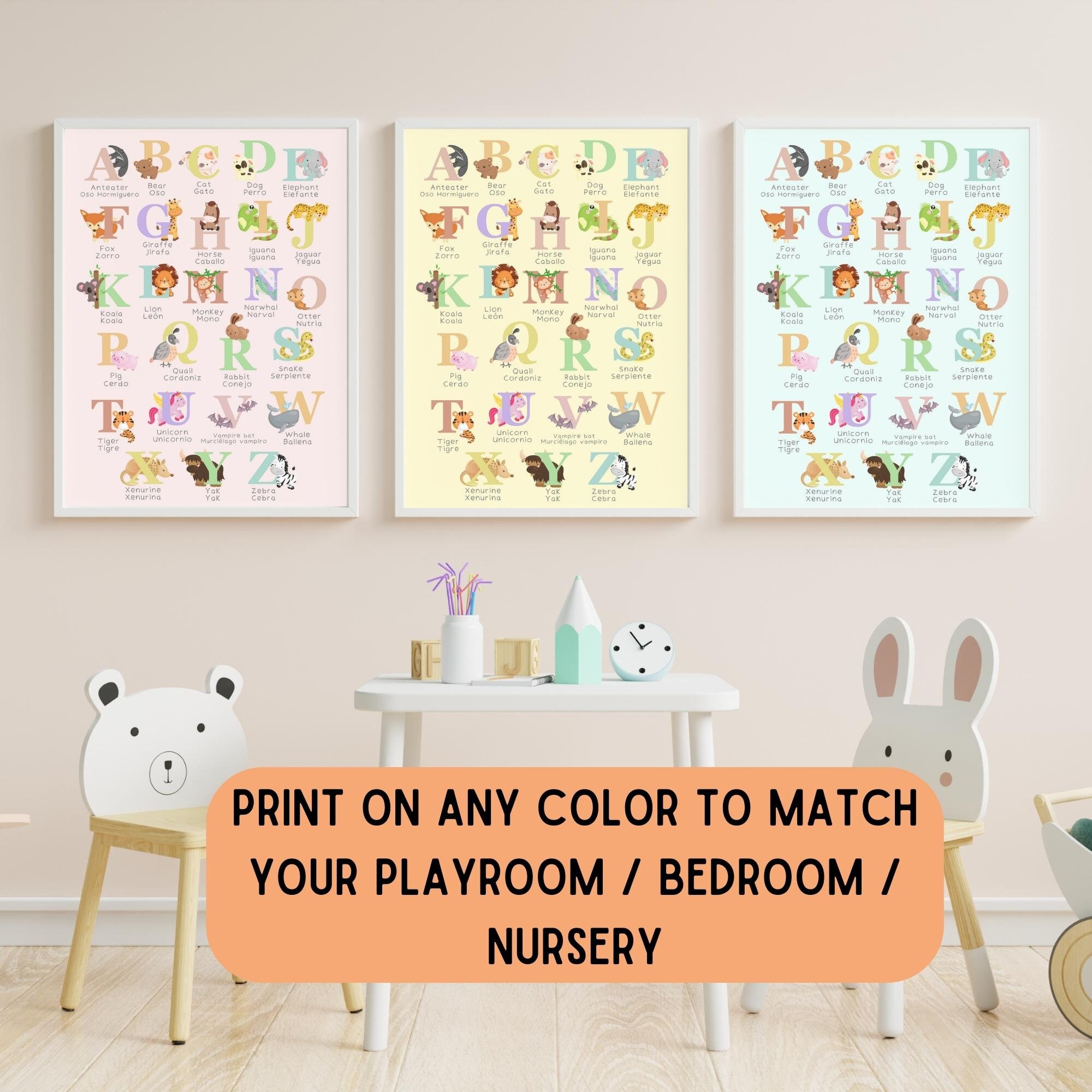 Bilingual Spanish Alphabet Poster, Educational Decoration Poster ...