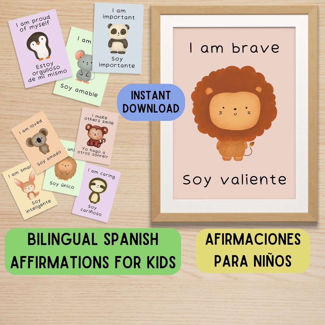 Bilingual Spanish Affirmations for Kids, Affirmational Print ...