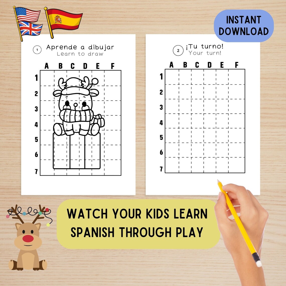 Printable Christmas Activity Sheets in Bilingual Spanish, Christmas ...