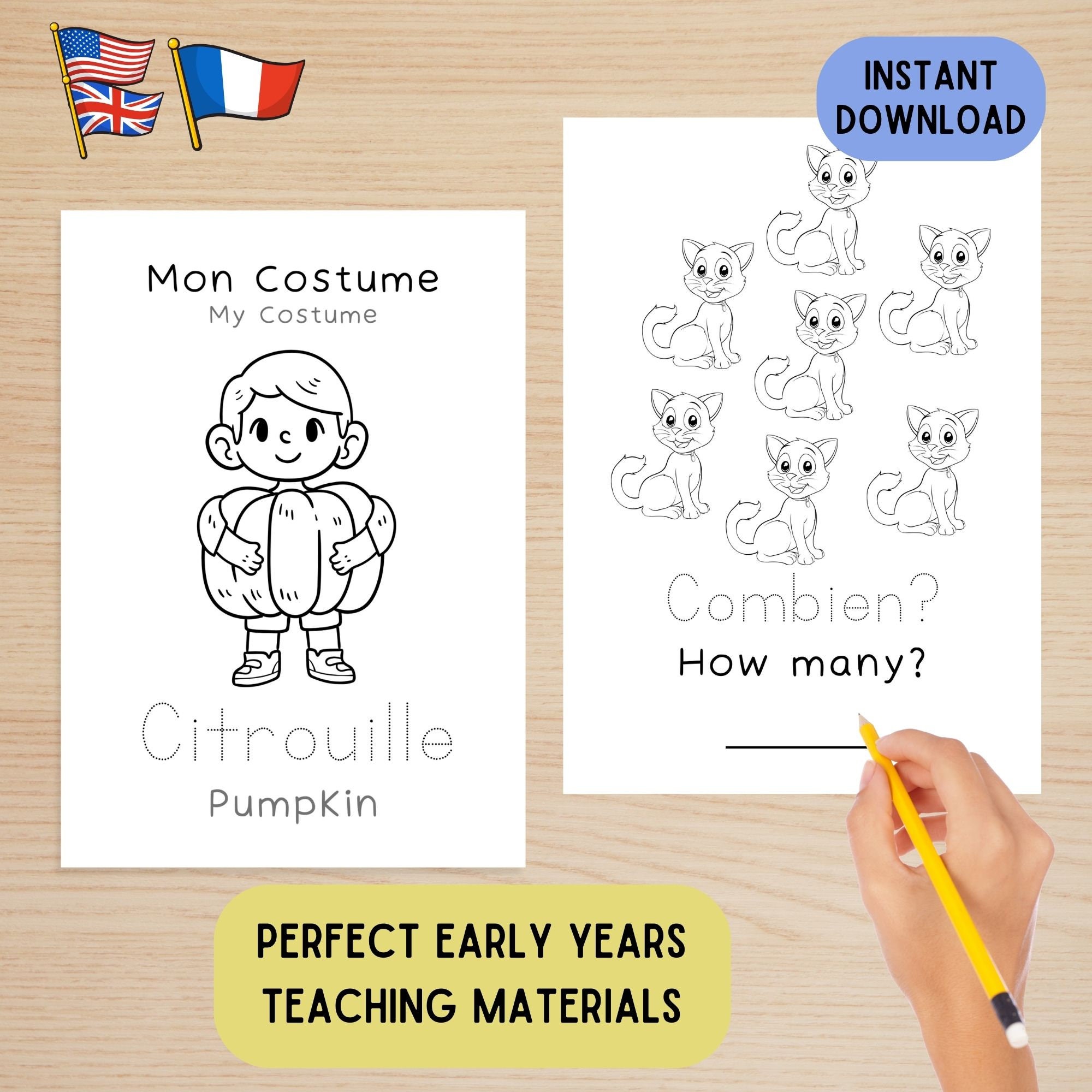 English French Halloween Coloring Sheets for Kids - Etsy