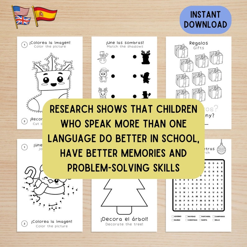 Printable Christmas Activities in Bilingual Spanish, Christmas ...