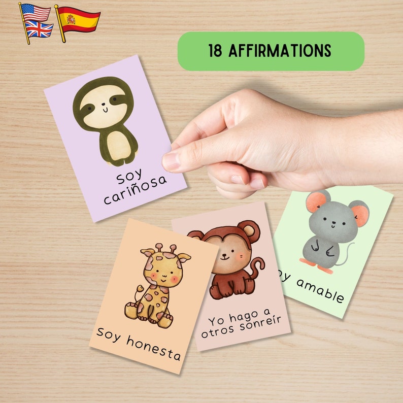 Bilingual Spanish Affirmation Cards for Kids, Affirmational Printable ...