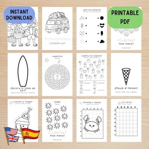 80+ Printable Summer Activity Sheets in Bilingual Spanish, Holidays ...