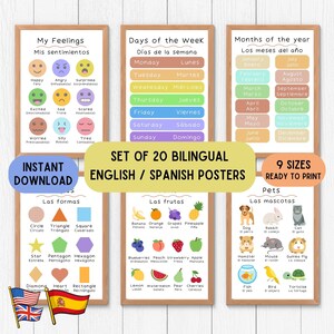 Bilingual Spanish Educational Posters, English Spanish Educative ...