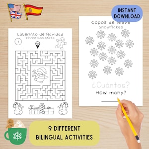 Printable Christmas Activity Sheets in Bilingual Spanish, Christmas ...