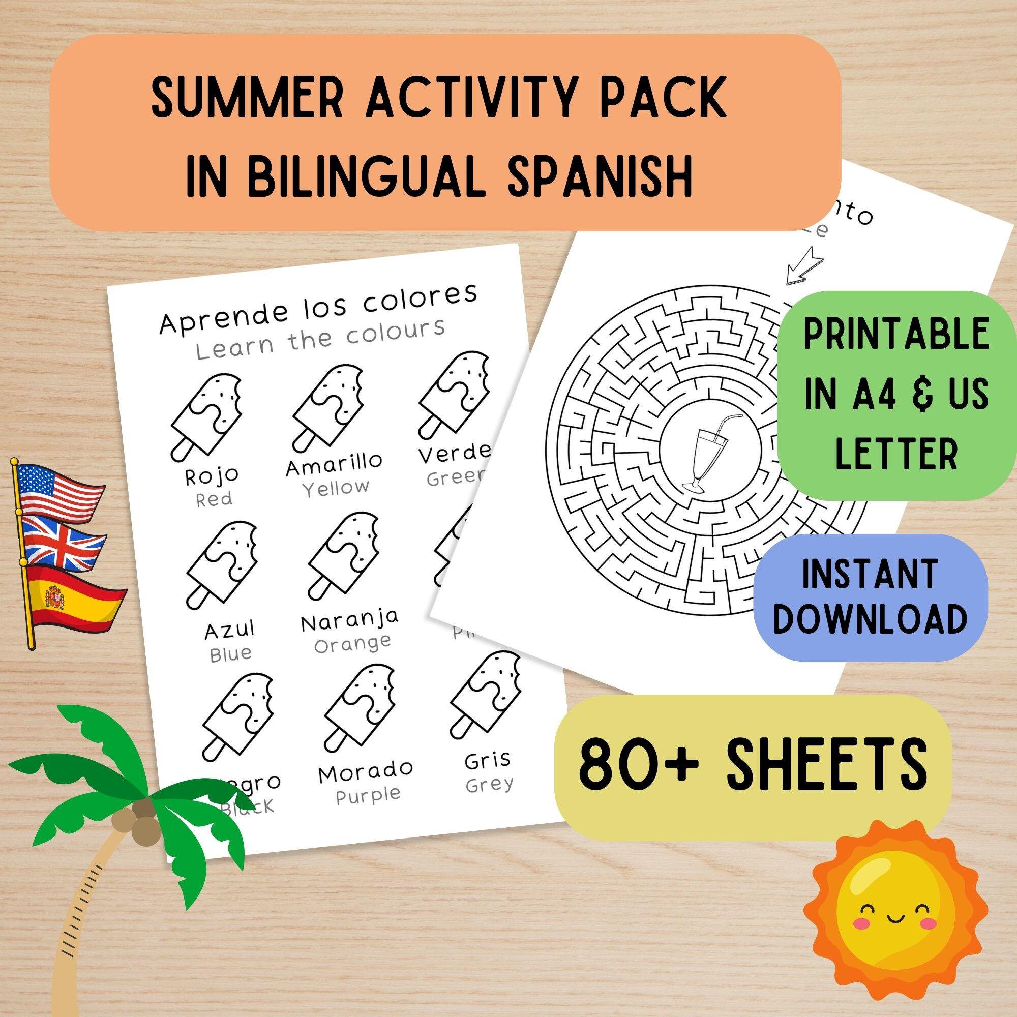80+ Printable Summer Activity Sheets in Bilingual Spanish, Holidays ...