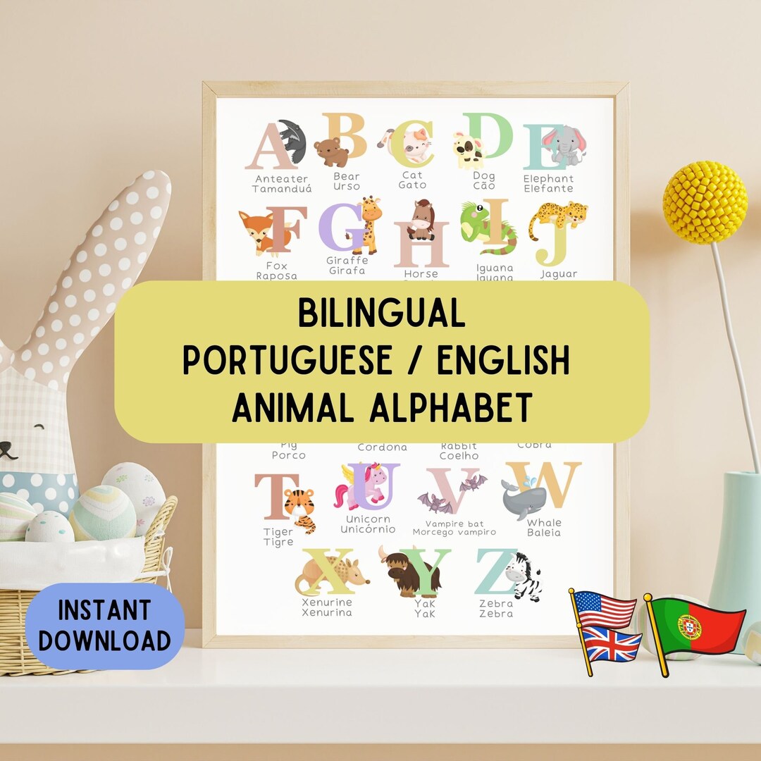 English Portuguese Alphabet Poster, Educational Decoration Poster ...