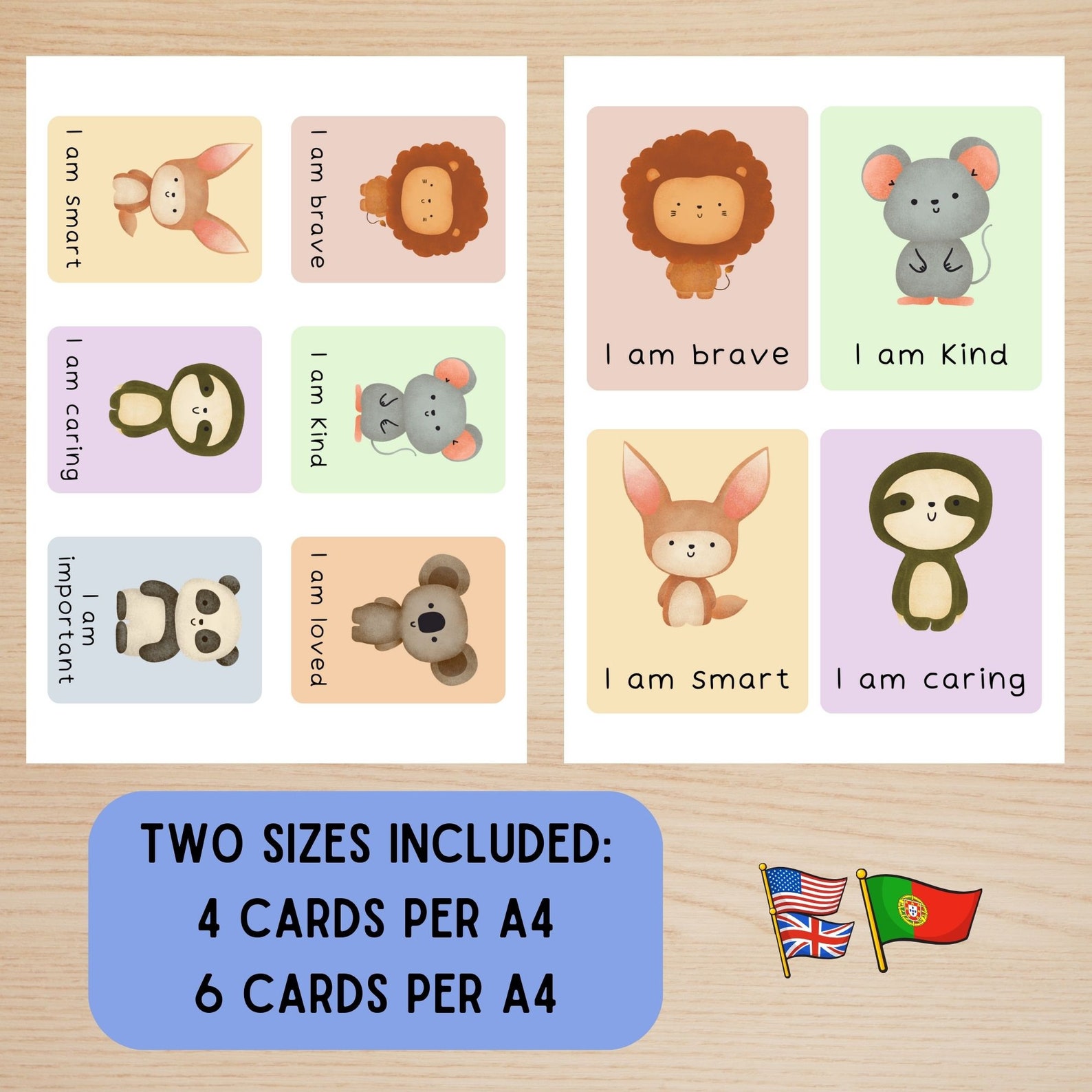 Bilingual Portuguese Affirmation Cards for Kids, Affirmational ...