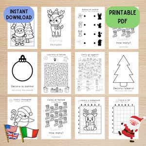 Printable Christmas Activity Sheets in Bilingual Italian, Christmas ...