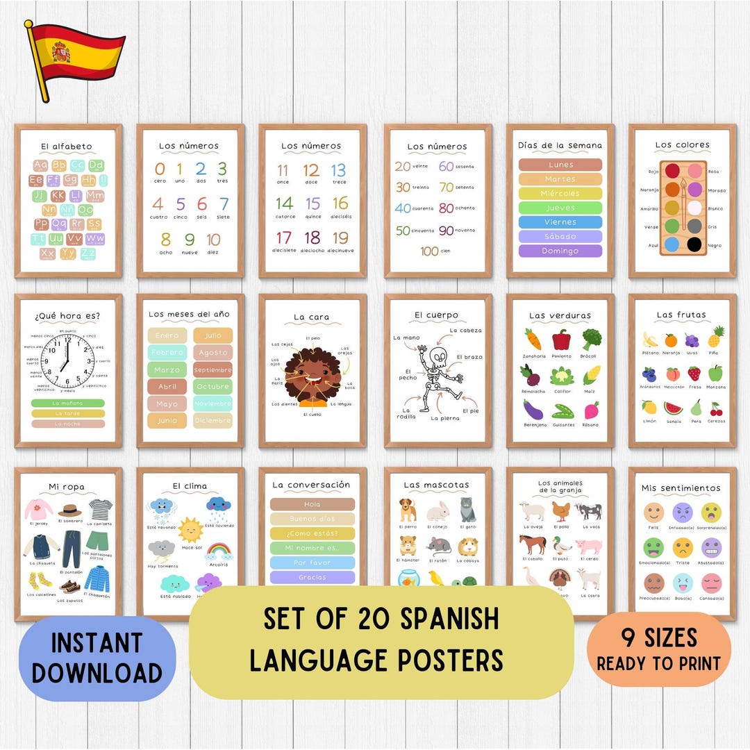 Learn Spanish Educational Posters, Español Spanish Educative Posters ...
