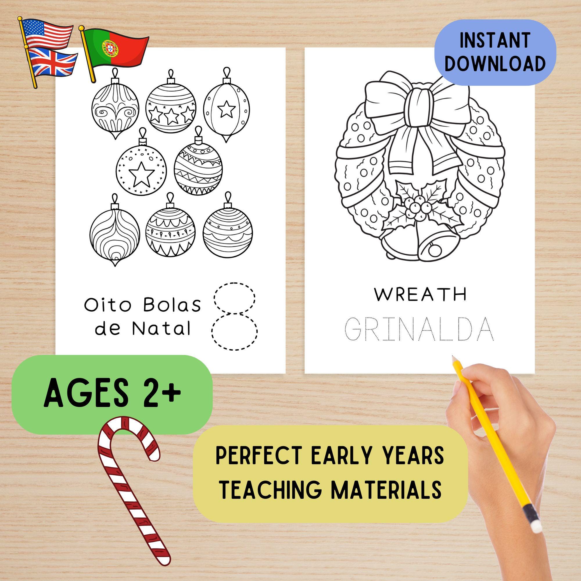 Bilingual Portuguese Christmas Coloring Pack, Português Inglês Xmas ...