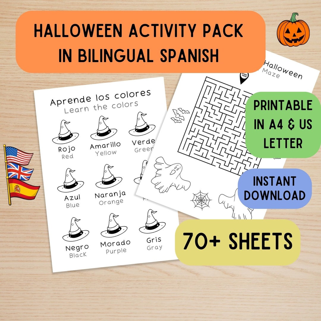Downloadable Halloween Activities in Bilingual Spanish, Halloween 75 ...