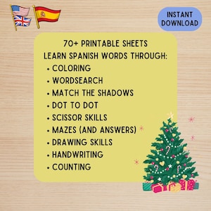 Printable Christmas Activity Sheets in Bilingual Spanish, Christmas ...