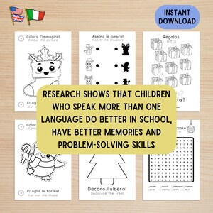 Printable Christmas Activity Sheets in Bilingual Italian, Christmas ...