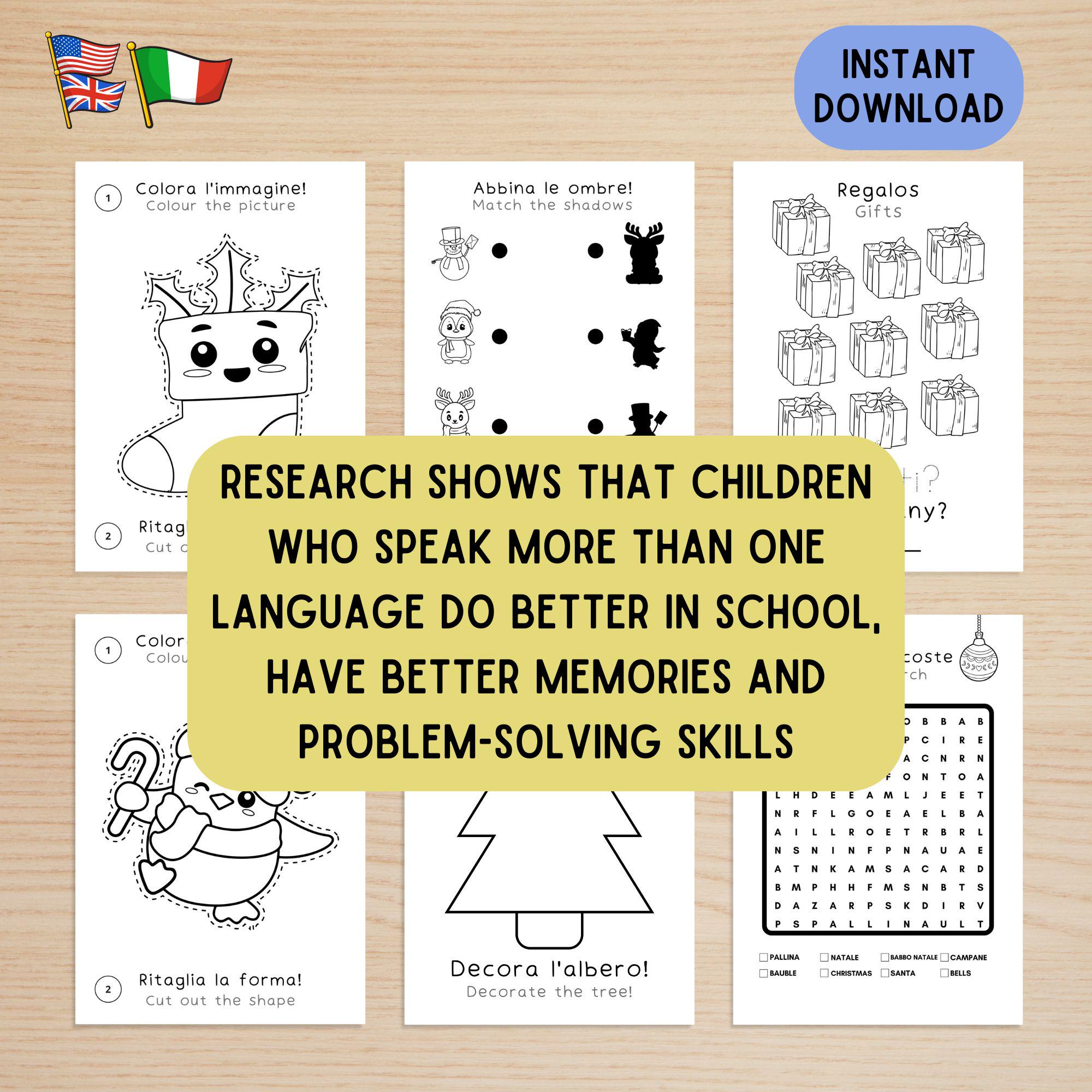 Printable Christmas Activity Sheets in Bilingual Italian, Christmas ...