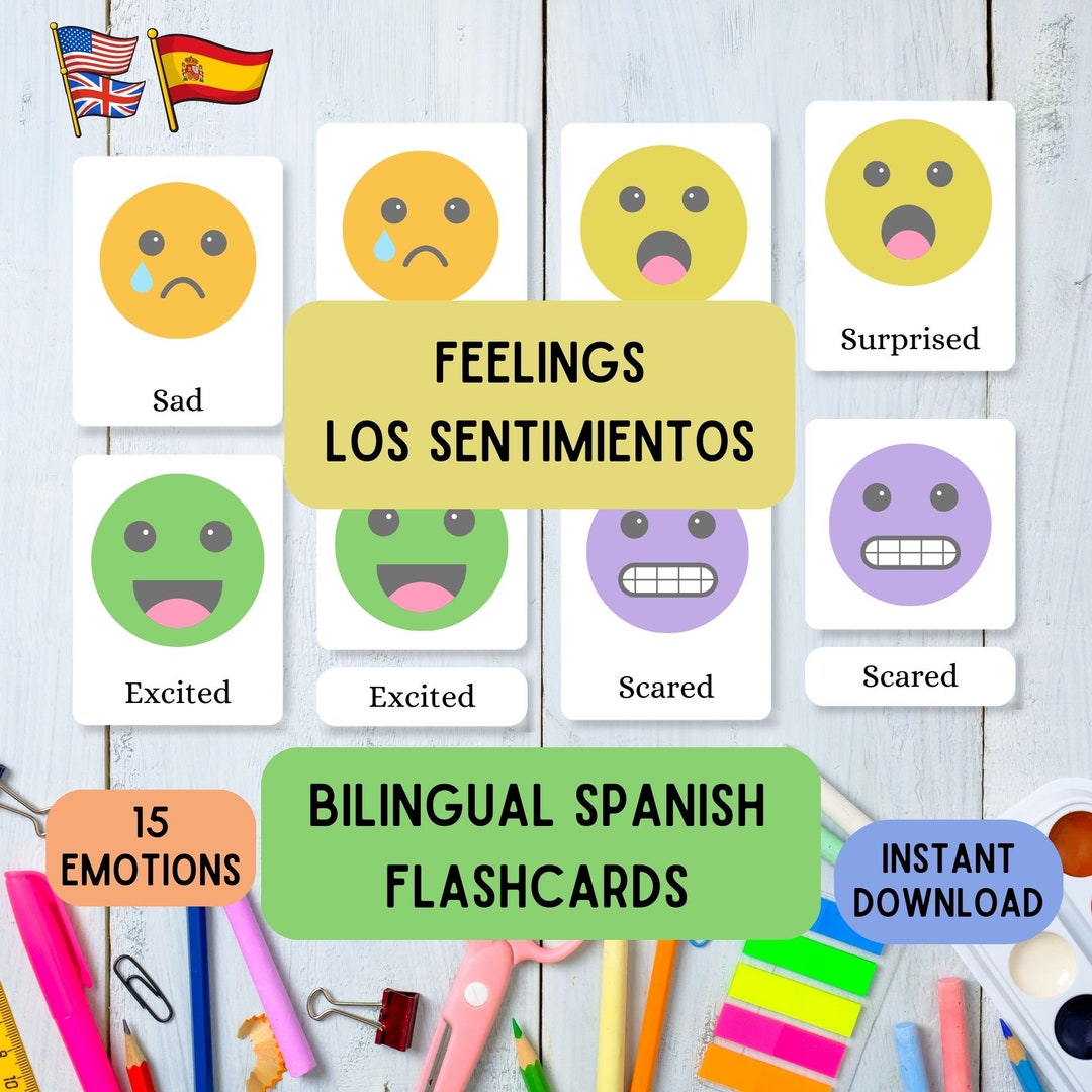 Spanish English Emotion Flashcards: Montessori Learning (PDF Download ...