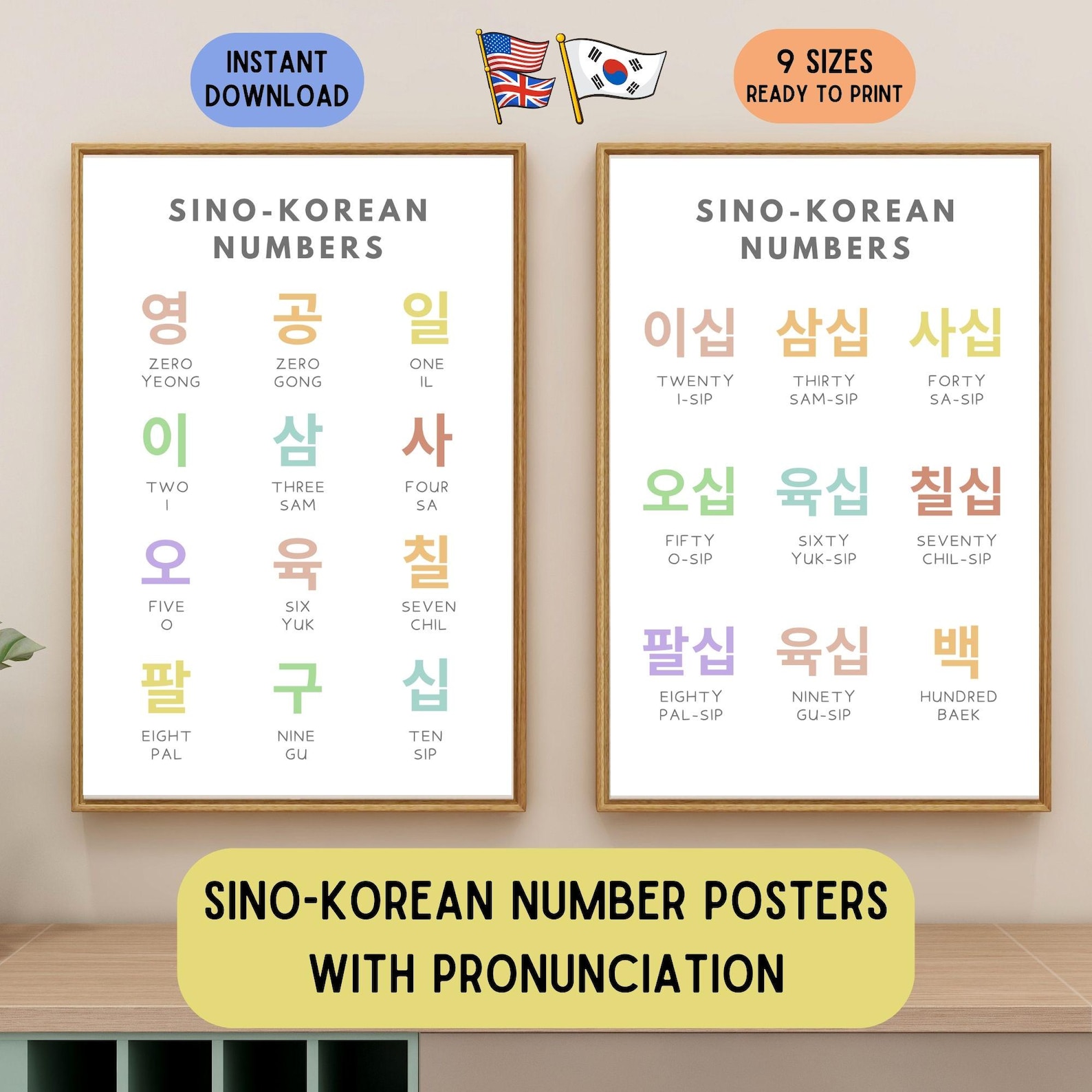 Sino-korean Number Print, Learn Korean Language Poster, Korean Learning ...
