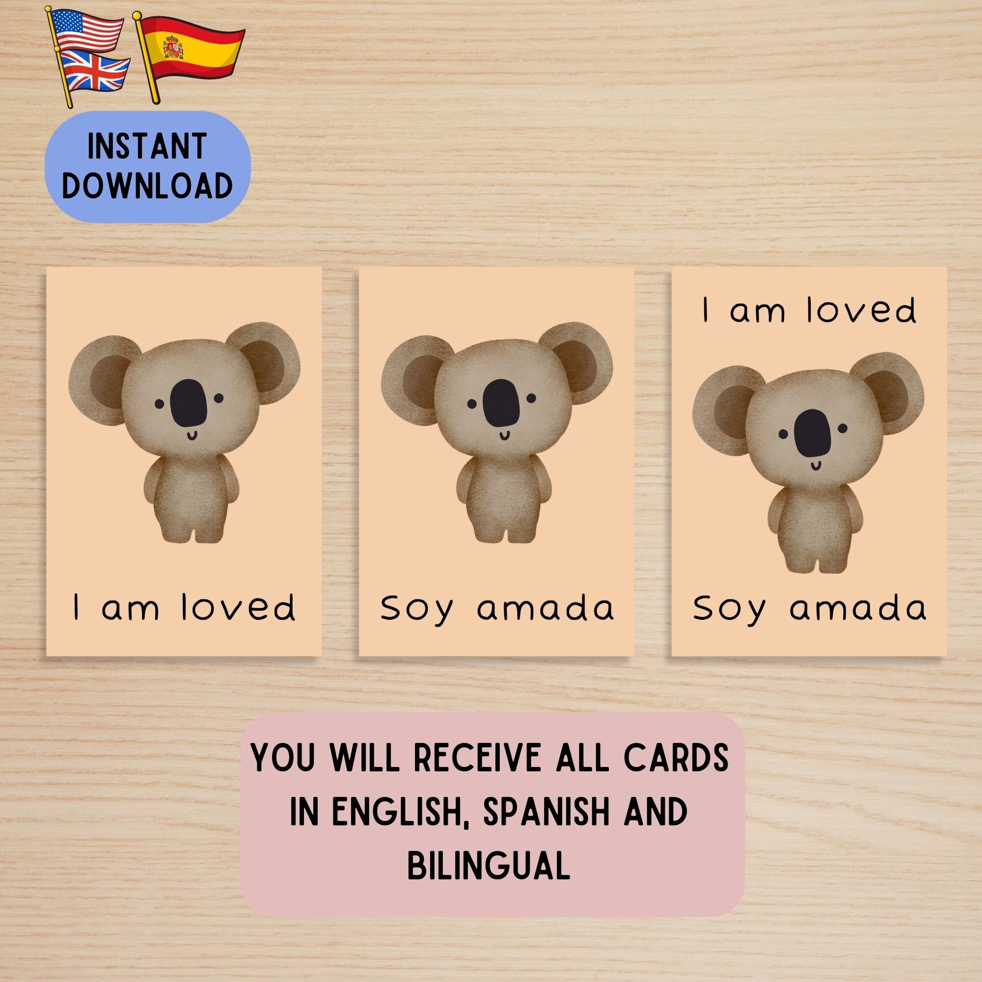 Bilingual Spanish Affirmation Cards for Kids, Affirmational Printable ...