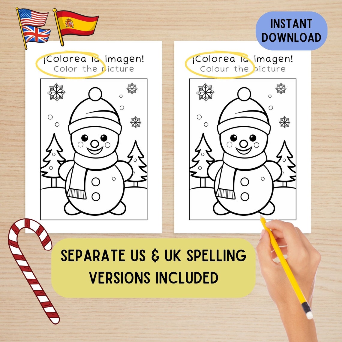Printable Christmas Activity Sheets in Bilingual Spanish, Christmas ...