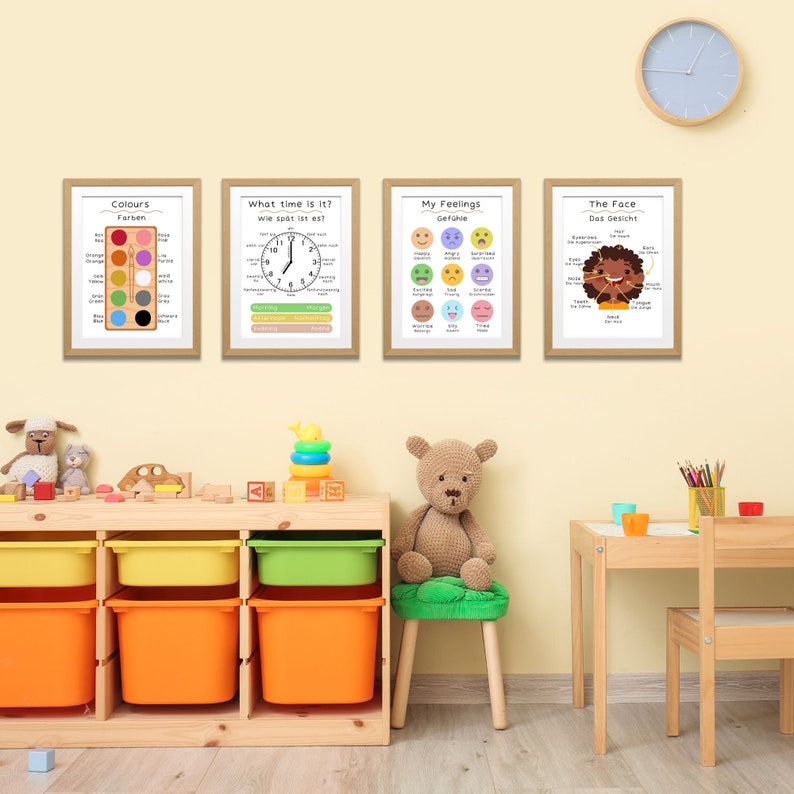 Bilingual German Educational Decoration Posters, English Deutsch Poster ...