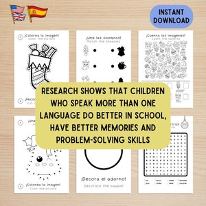 Printable Christmas Activity Sheets in Bilingual Spanish, Christmas ...