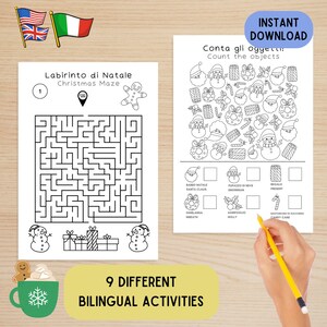 Printable Christmas Activity Sheets in Bilingual Italian, Christmas ...