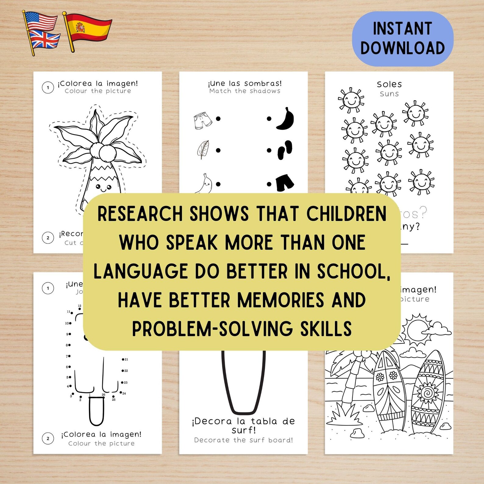 80+ Printable Summer Activity Sheets in Bilingual Spanish, Holidays ...