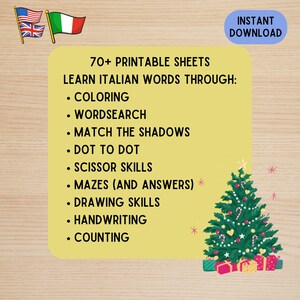 Printable Christmas Activity Sheets in Bilingual Italian, Christmas ...