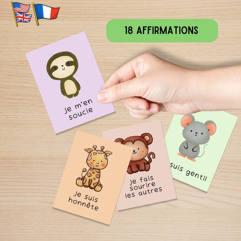 Bilingual French Affirmation Cards for Kids, Affirmational Printable ...
