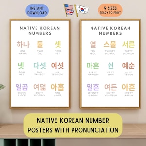 Native Korean Number Print, Learn Korean Language Poster, Korean ...