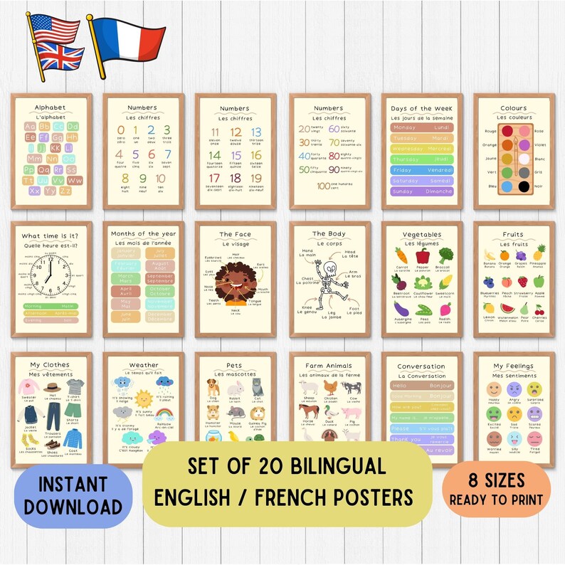 English French Educational Decoration Posters, French Ed Language ...